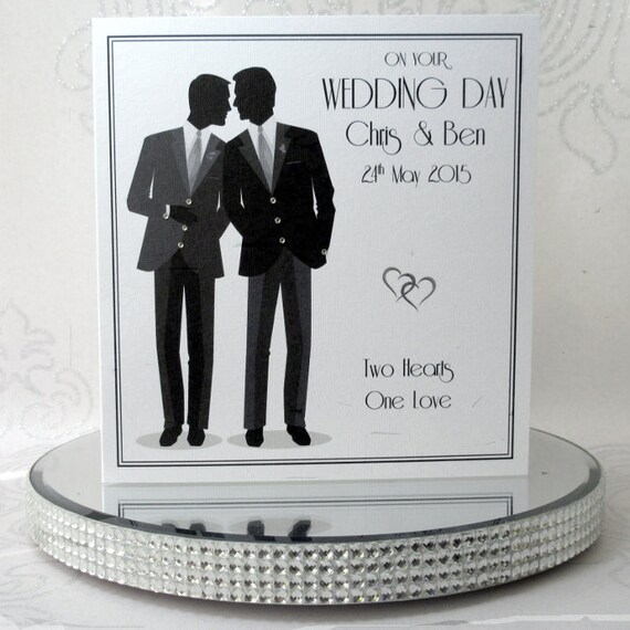 Luxury Handmade Personalised Gay Wedding Card Male Wedding