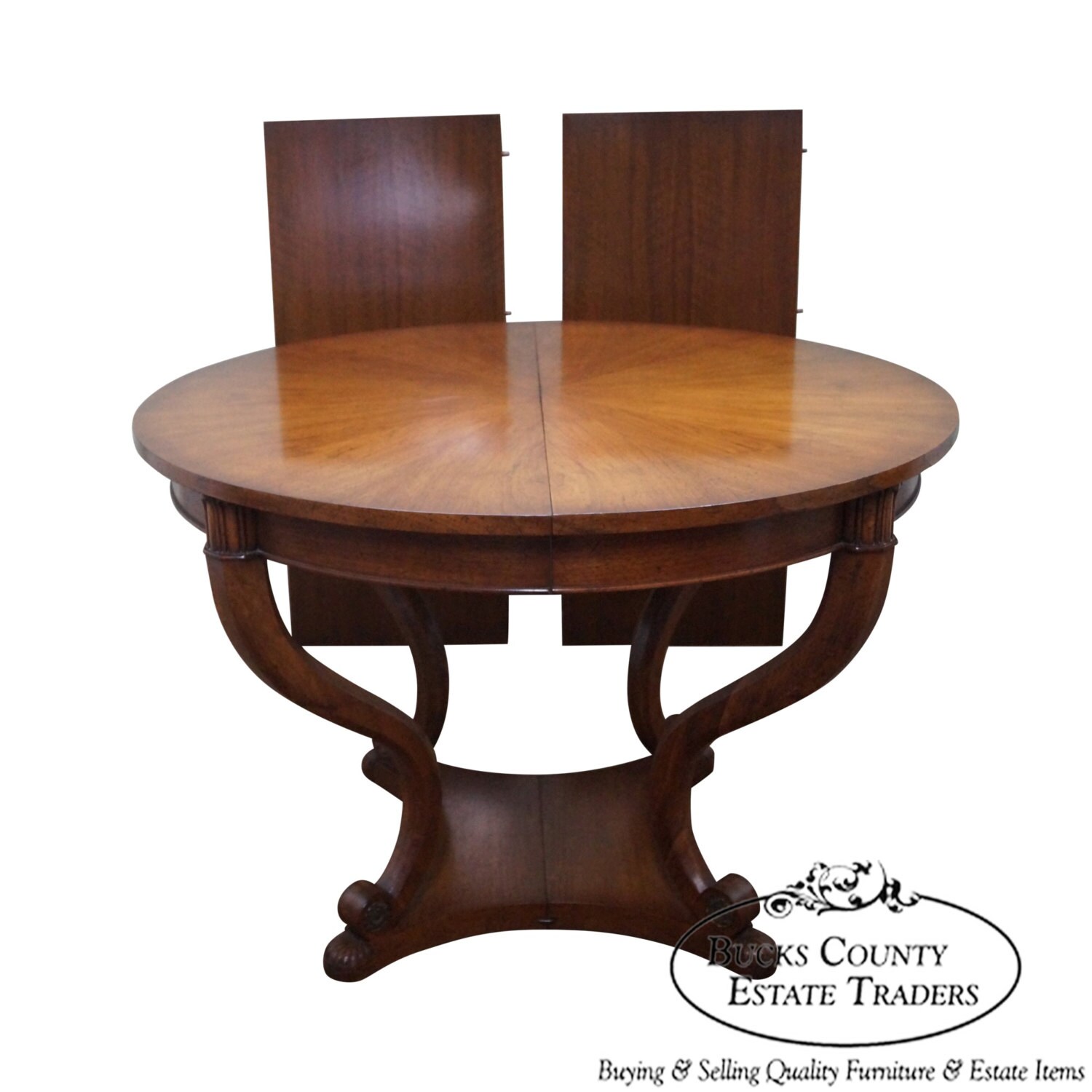John Stuart Vintage Round Walnut Extension Dining Table – Haute Juice