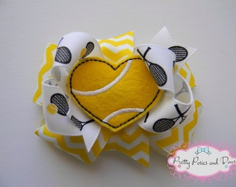 Items similar to MINI Tennis Ball Hair Bow Tennis Ball Bow Olympic Hair ...