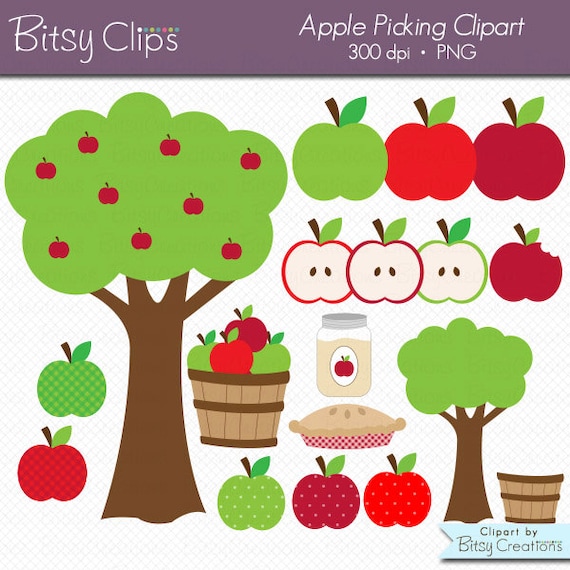 Apple Picking Digital Art Set Clipart Commercial Use Clip Art