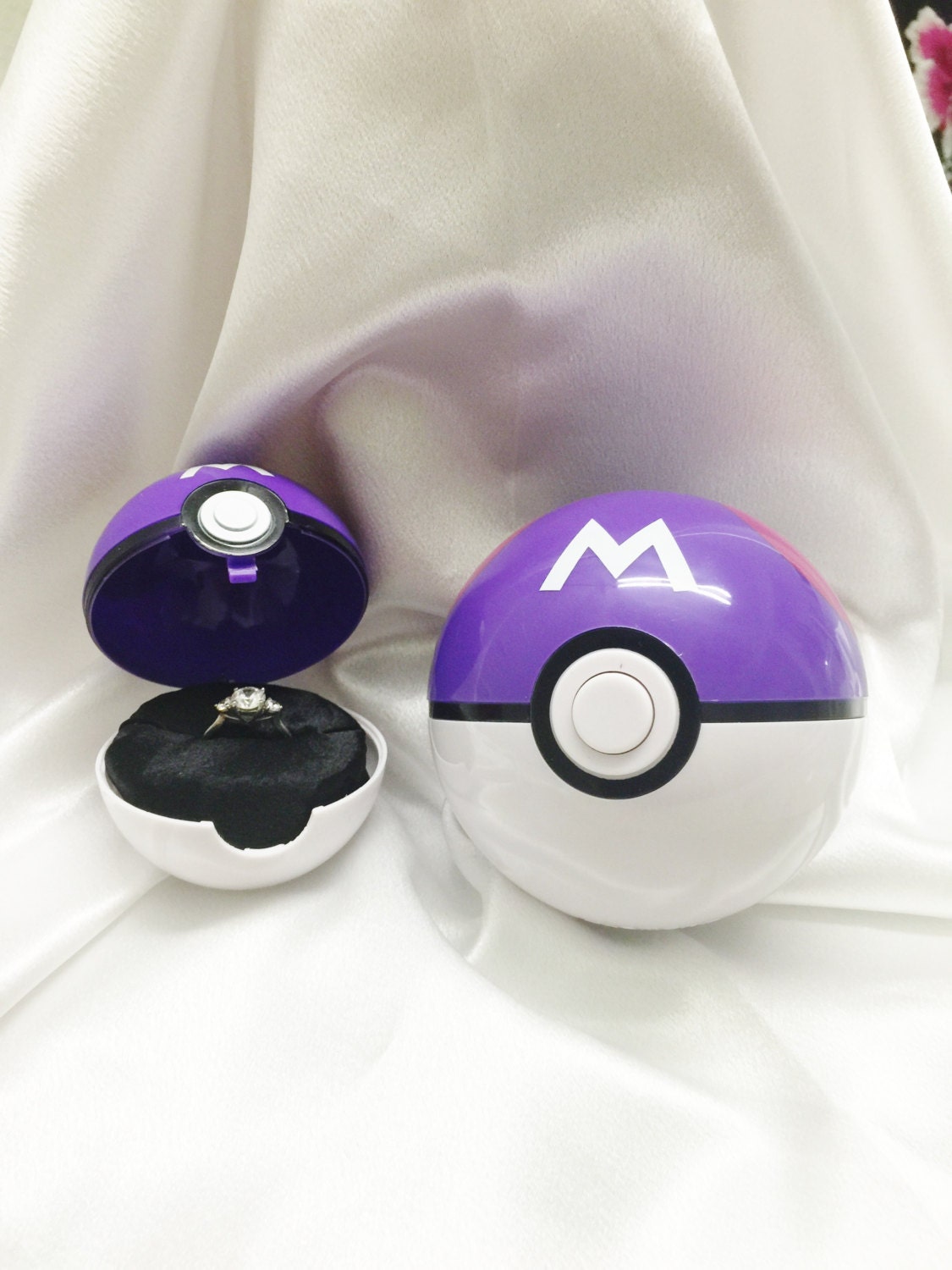 XL Pokeball Engagement Ring Box-Masterball option by Dreamscapee
