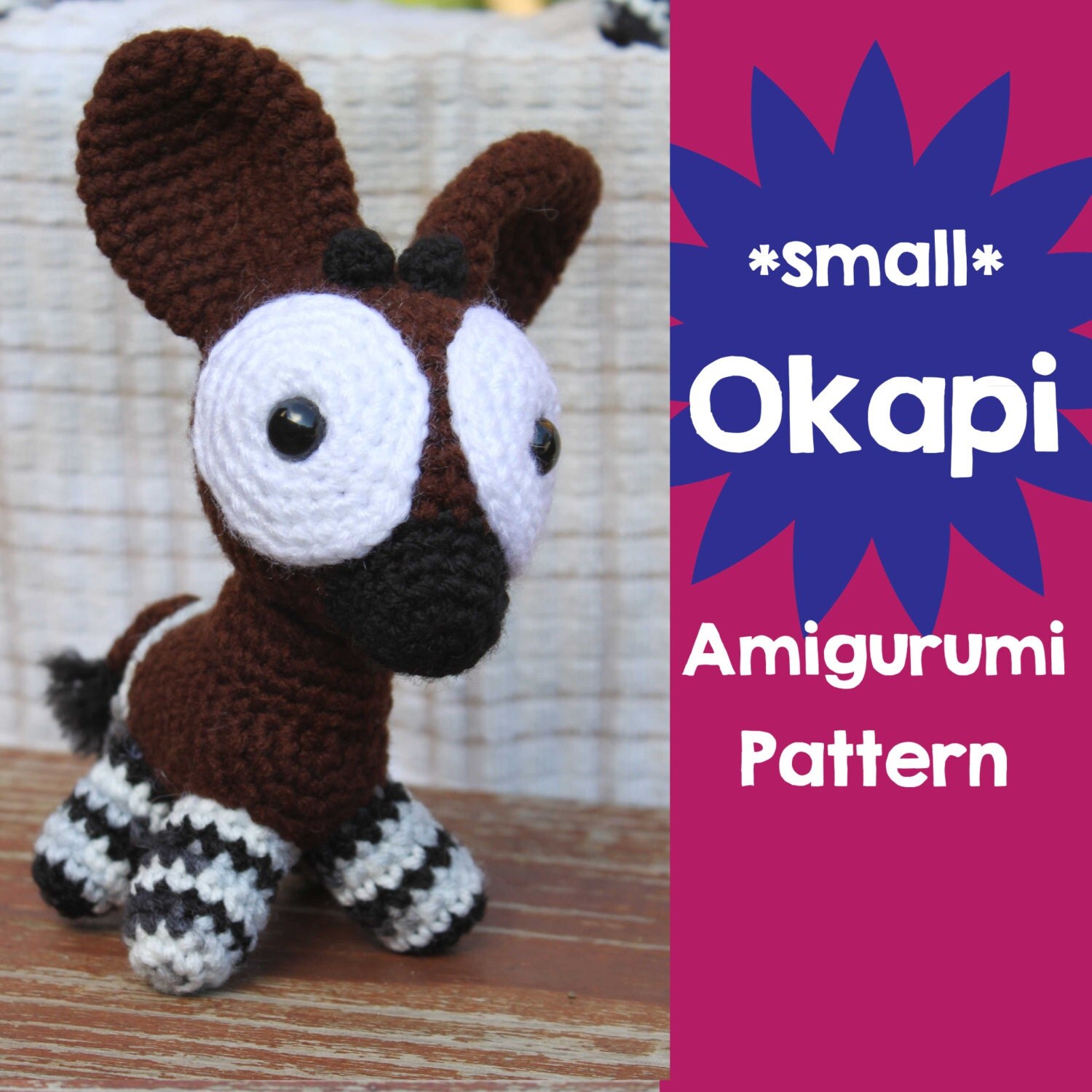 Crochet Pattern: Small Okapi Amigurumi PDF Instant Download