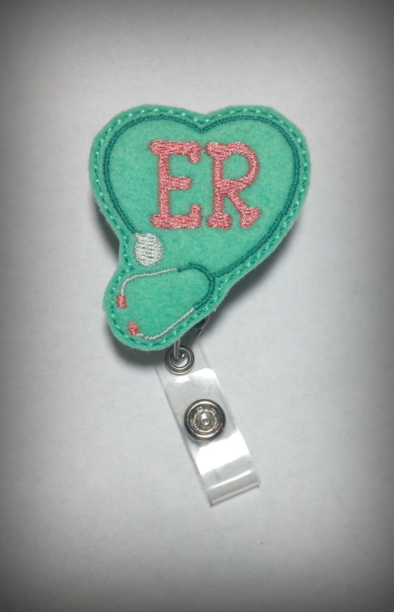 Items similar to ER Stethoscope Badge Reel-Nursing Badge- Medical Id ...