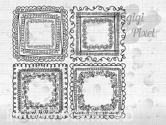 doodle square frames clip art set hand drawn by ArigigiPixel