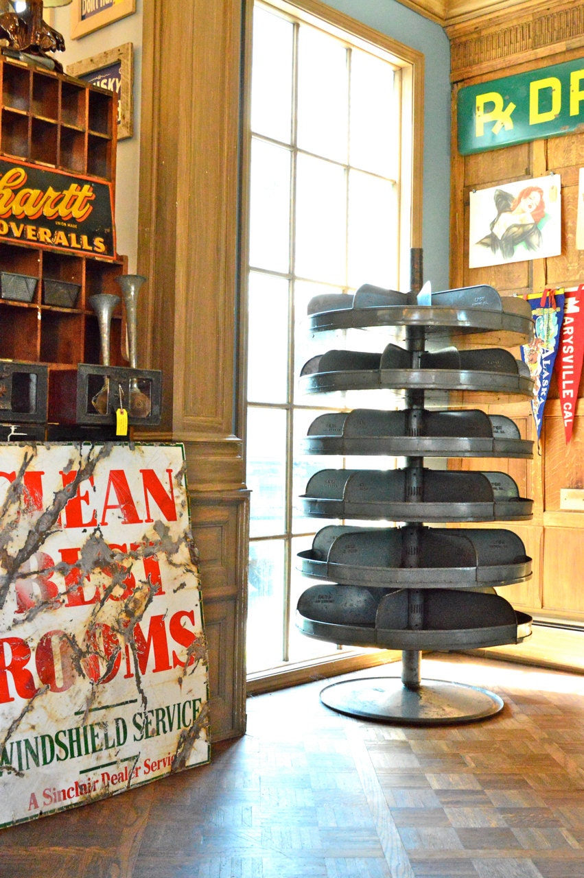 Vintage Revolving Parts Bin, Industrial Parts Organizer, Large Rotating ...