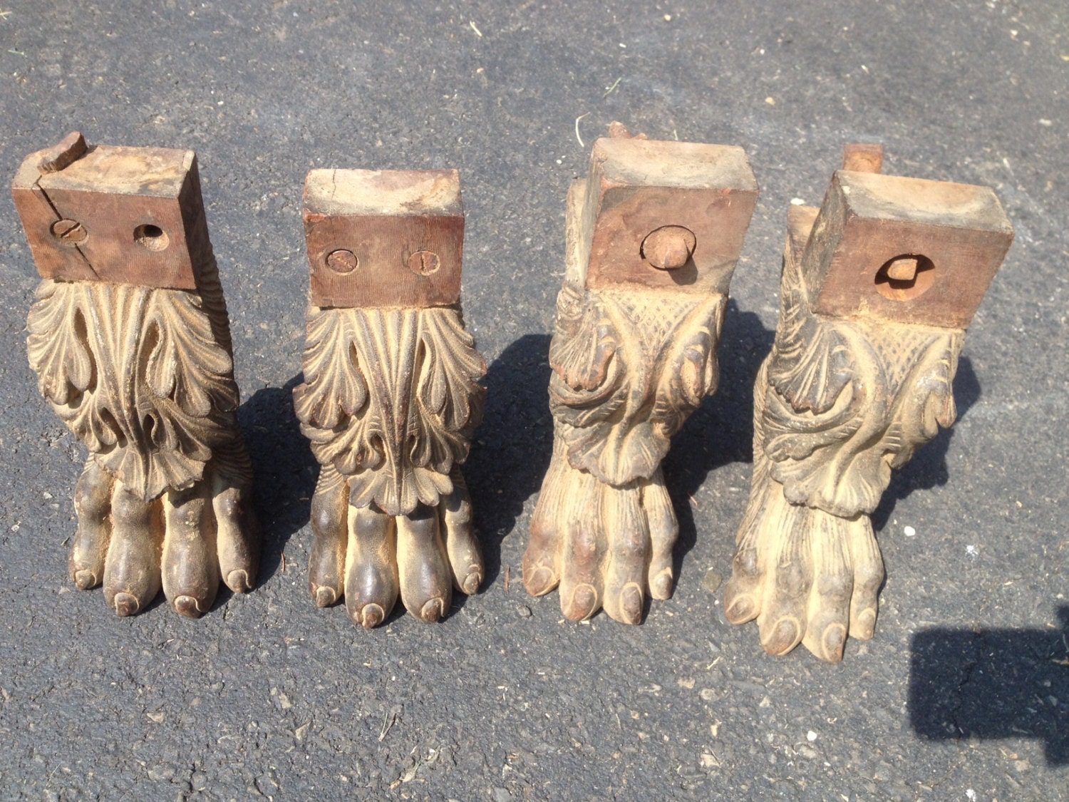 Awesome CARVED WOODEN FEET Antique Paw Feet- Set of Four! – Haute Juice