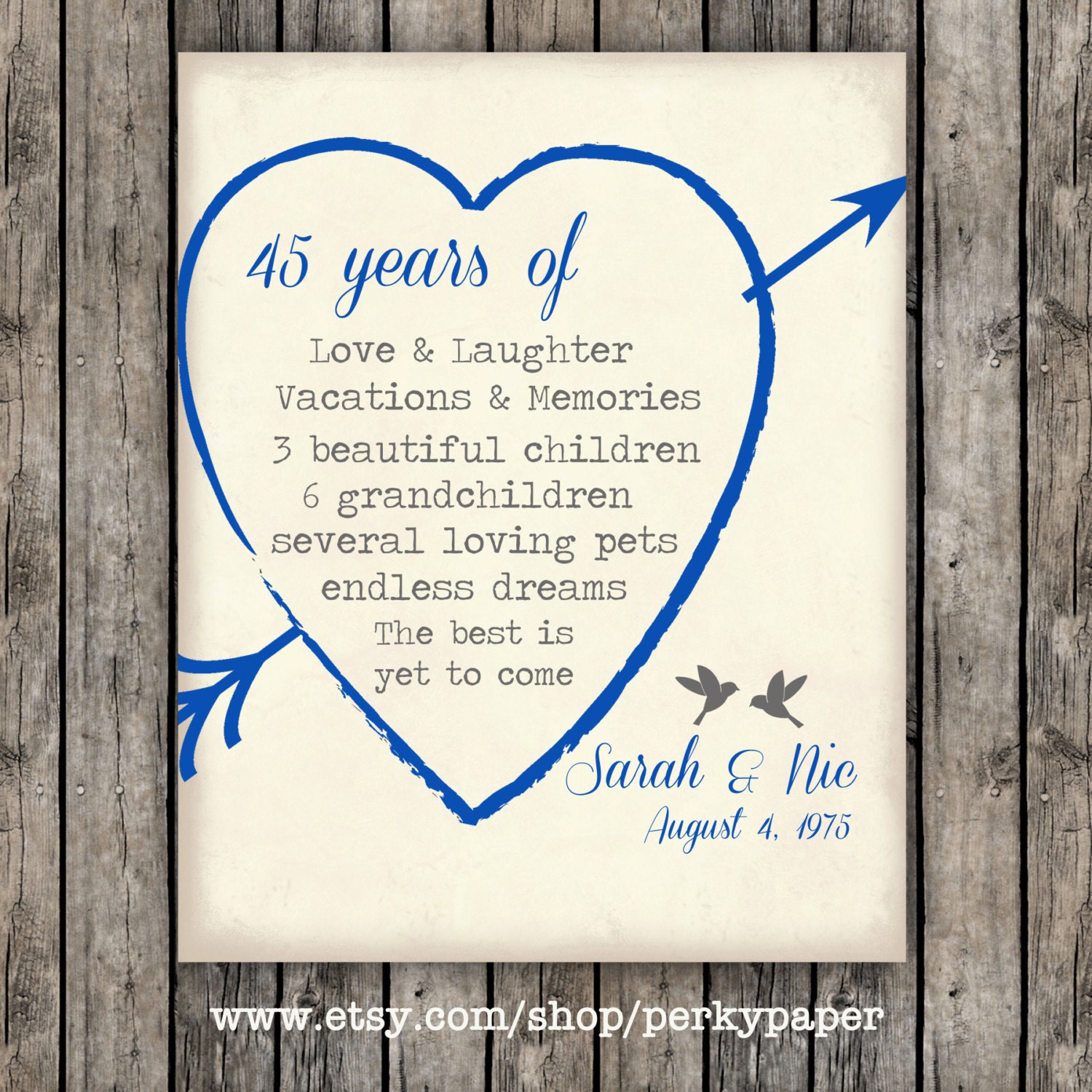 45th Sapphire Anniversary Anniversary Gift For Parents