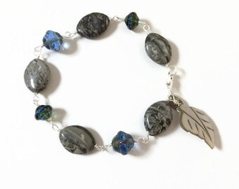 Fancy Jasper Wire Bracelet Jasper Gemstone Beaded by JulemiJewelry