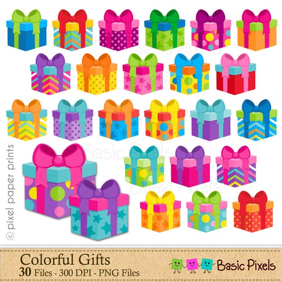 Gift clipart Digital Clip Art Colorful gifts Personal and