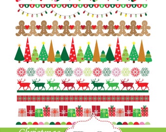 Digital Christmas Borders Clip art Red Green Blue. Small