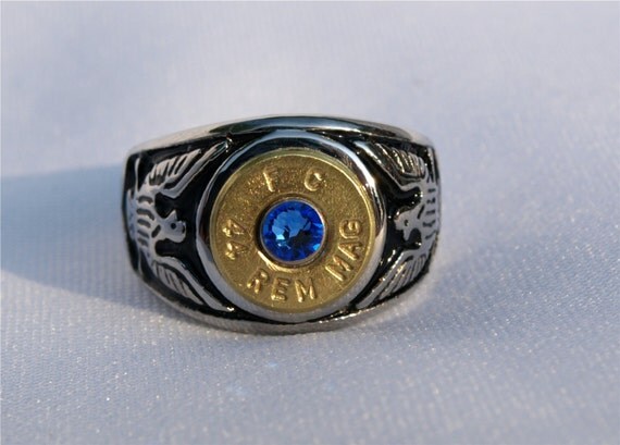 Handmade Stainless Steel 44 Mag Bullet Ring with