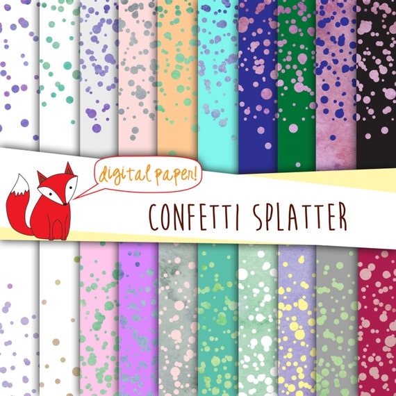 Confetti Digital Paper Pack Splatter Printable Digital