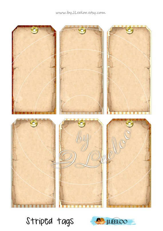 Blank STRIPED TAGS print and add your own text Digital