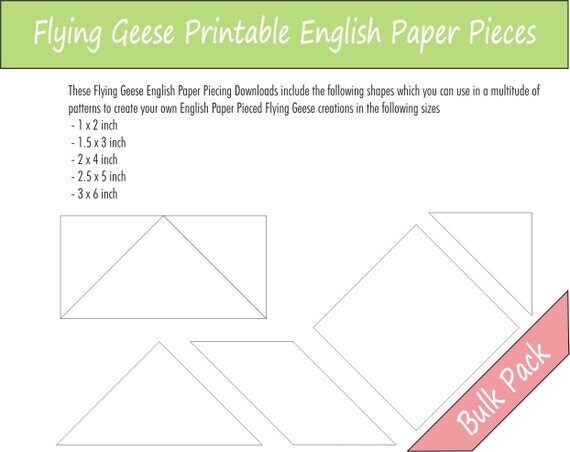 2 3 4 5 & 6 Flying Geese Printable English Paper