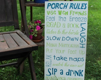 Porch rules sign | Etsy