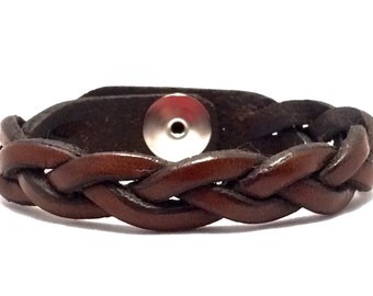 Items similar to 12 Strand Two Tone Braid Leather Bracelet on Etsy