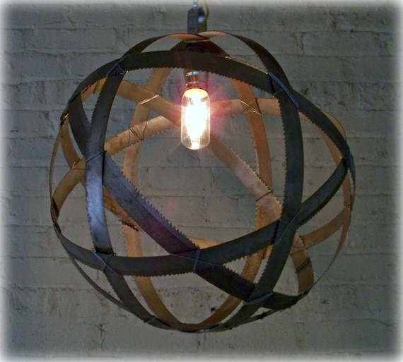 Items similar to Saw Blade orb Hanging Light, Industrial Lighting on Etsy