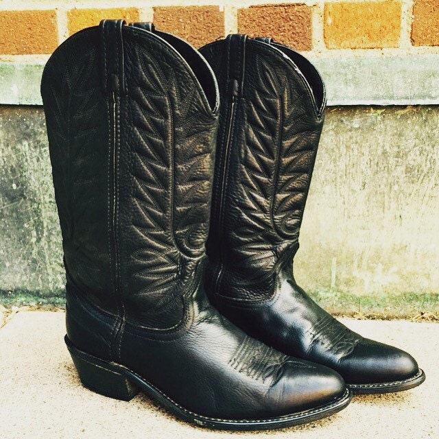 Vintage Cowboy Boots Men’s Black Leather Size 9 – Haute Juice