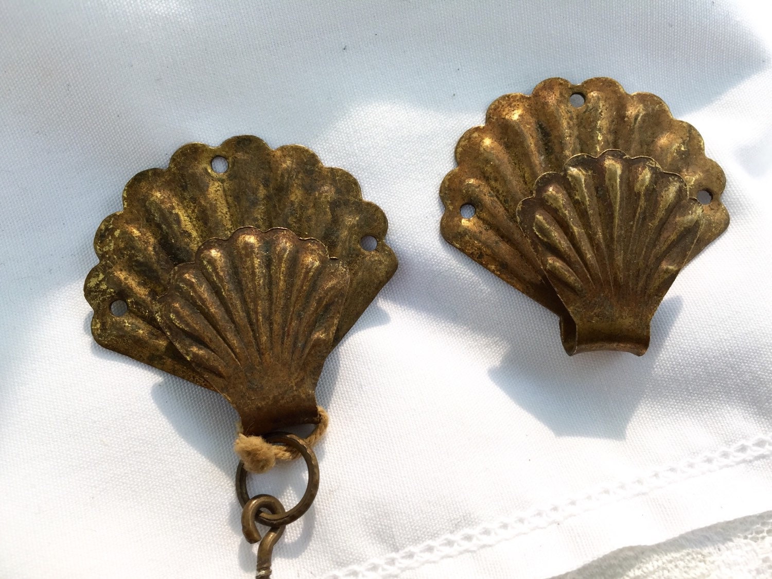 Antique Victorian Shell Hooks cast brass hardware picture hooks – Haute ...