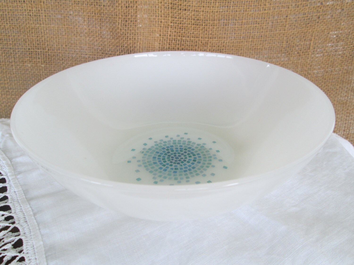 Vintage Fire King Blue White Pattern Bowl,Mosiac Pattern Bowl, 8″Bowl ...