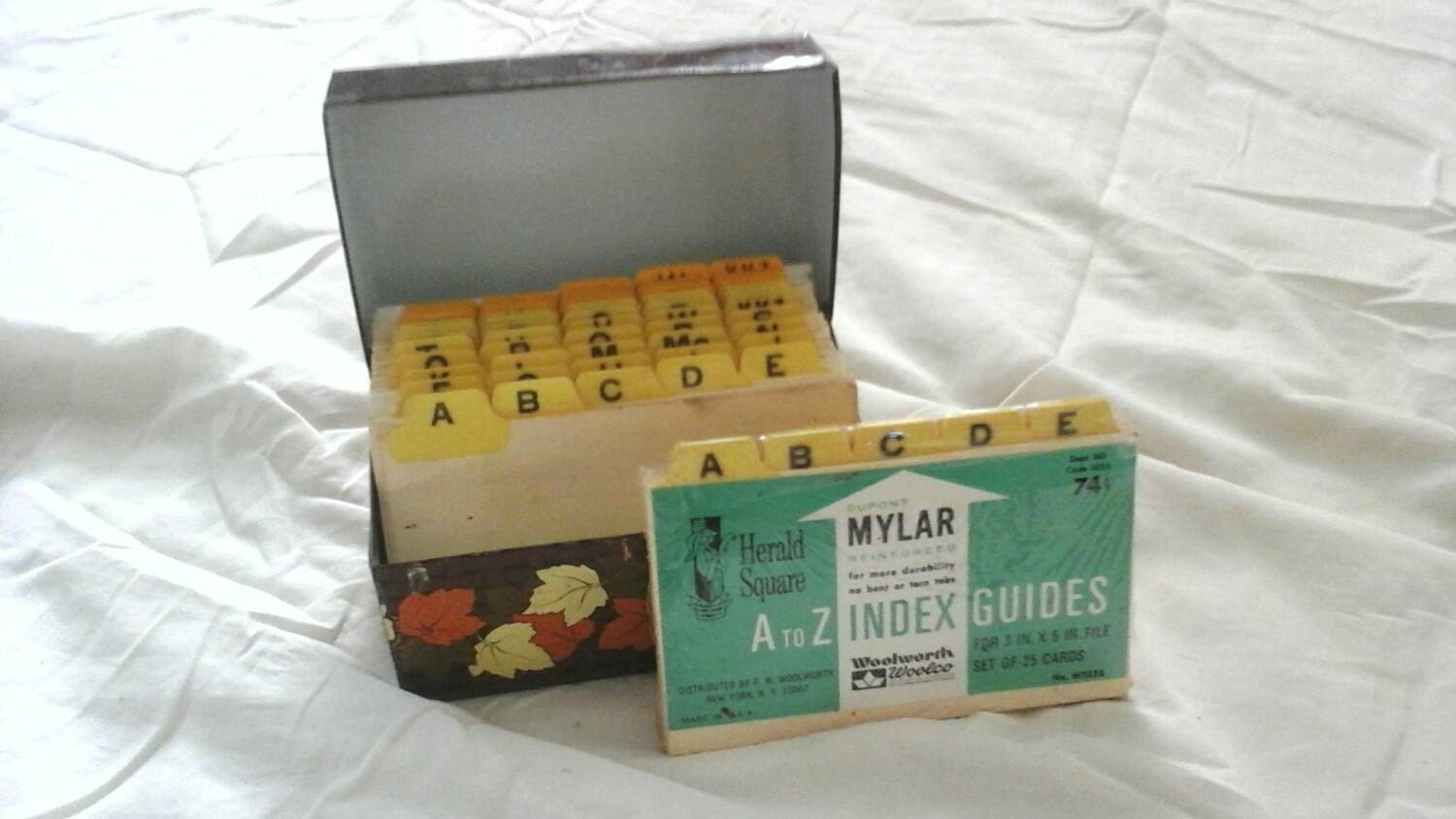 Vintage mid century index card organizer with new old stock index cards ...