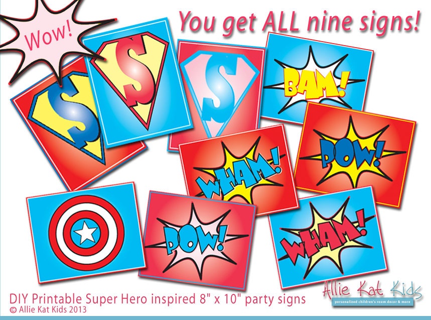 Super Hero Inspired Printable INSTANT DOWNLOAD Sign Wall Art
