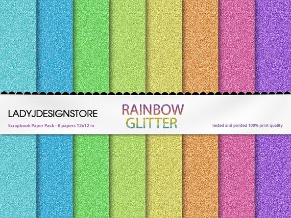 Rainbow Glitter Digital Paper 8 Glitter TexturesDigital