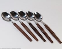 Stainless flatware wood handles Rostfrei teaspoons teak rosewood ...