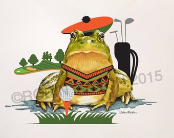 Golfing frog | Etsy