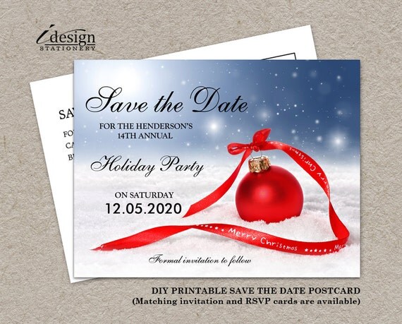Items Similar To Christmas Party Save The Date Card DIY Printable 