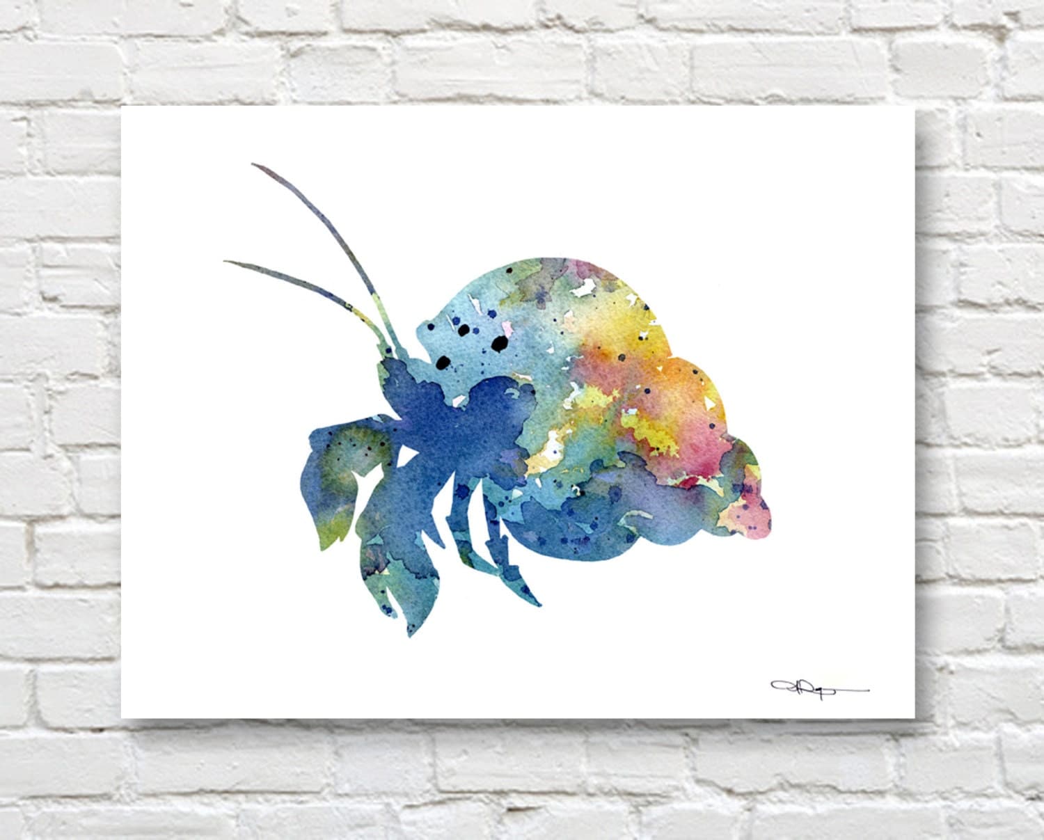 Hermit Crab Art Print Abstract Watercolor Painting Wall