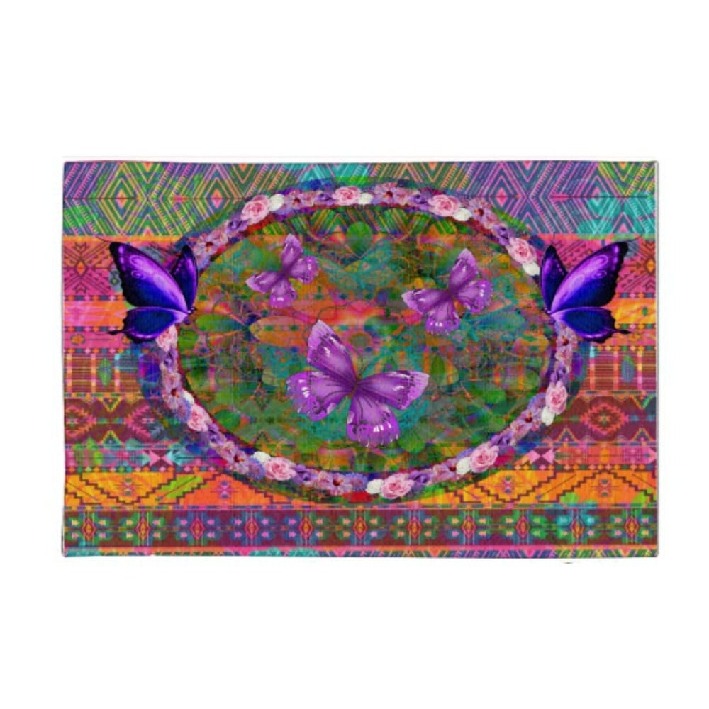 Bohemian Butterfly Area Rug Throw Rugs Pink Purple Blue Multi