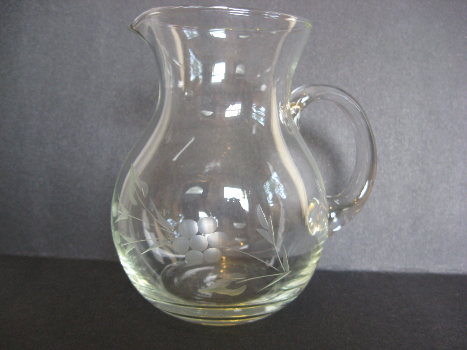 Clear Etched Glass Pitcher / Creamer,Small Pitcher,Large Creamer ...