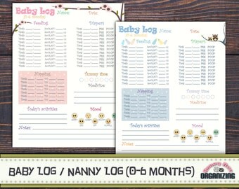 Printable Baby Log Daily Infant Care Sheet New Parent or