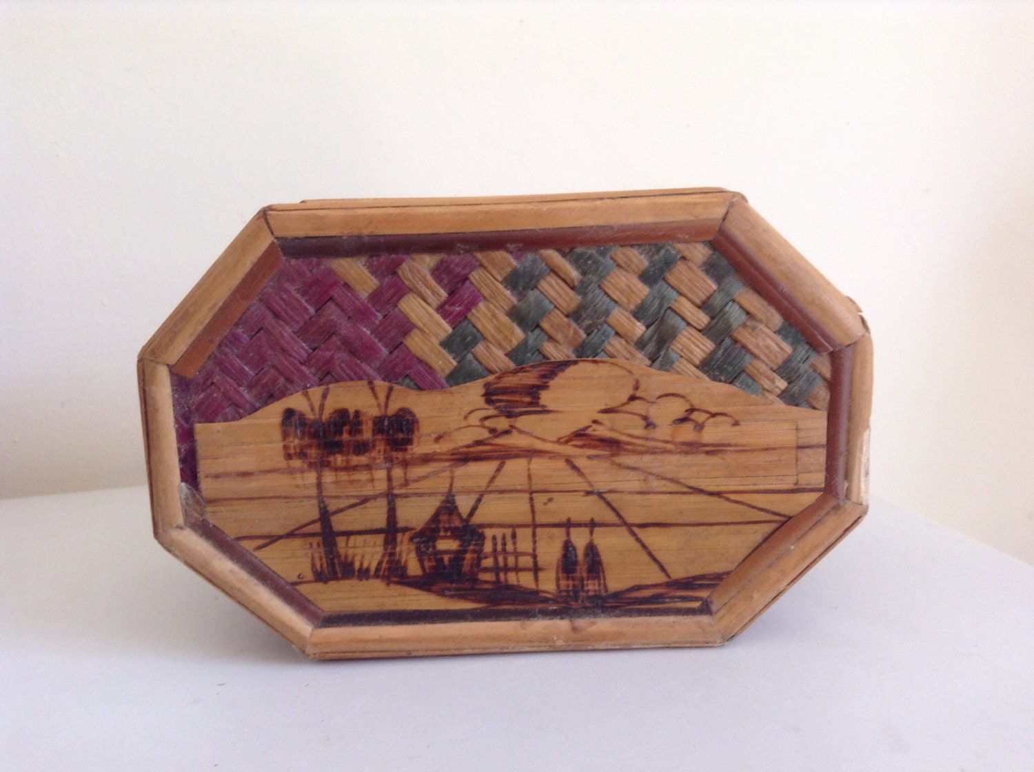 Nest of three vintage bamboo boxes. Asian design. Probably Chinese ...