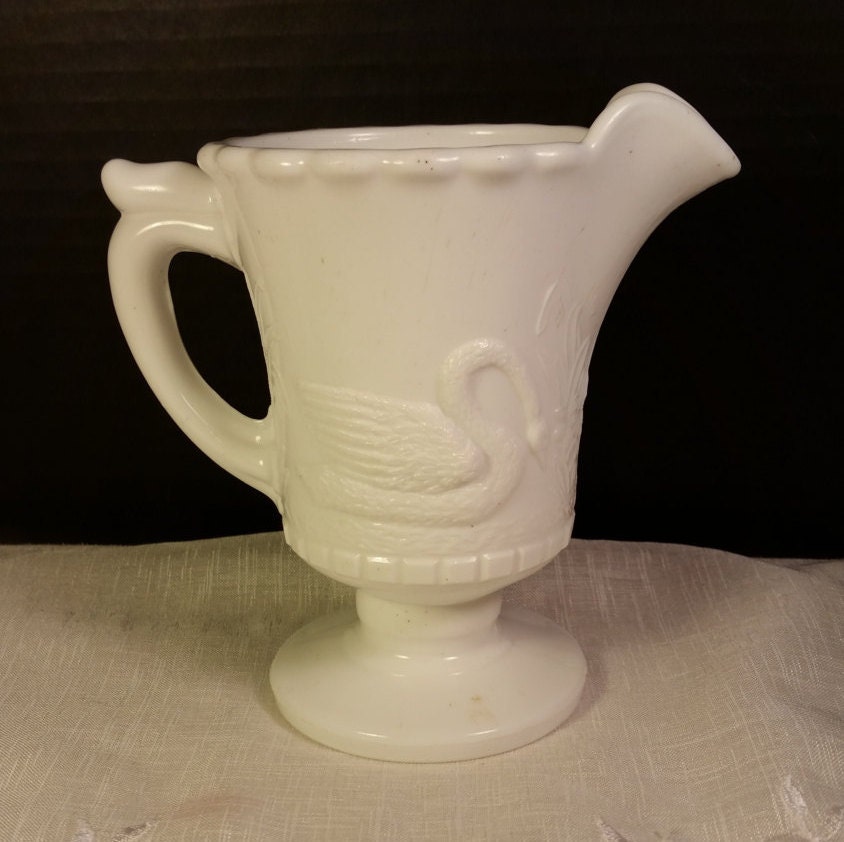 Atterbury Swan Milk Glass Creamer Vintage White Milk Glass