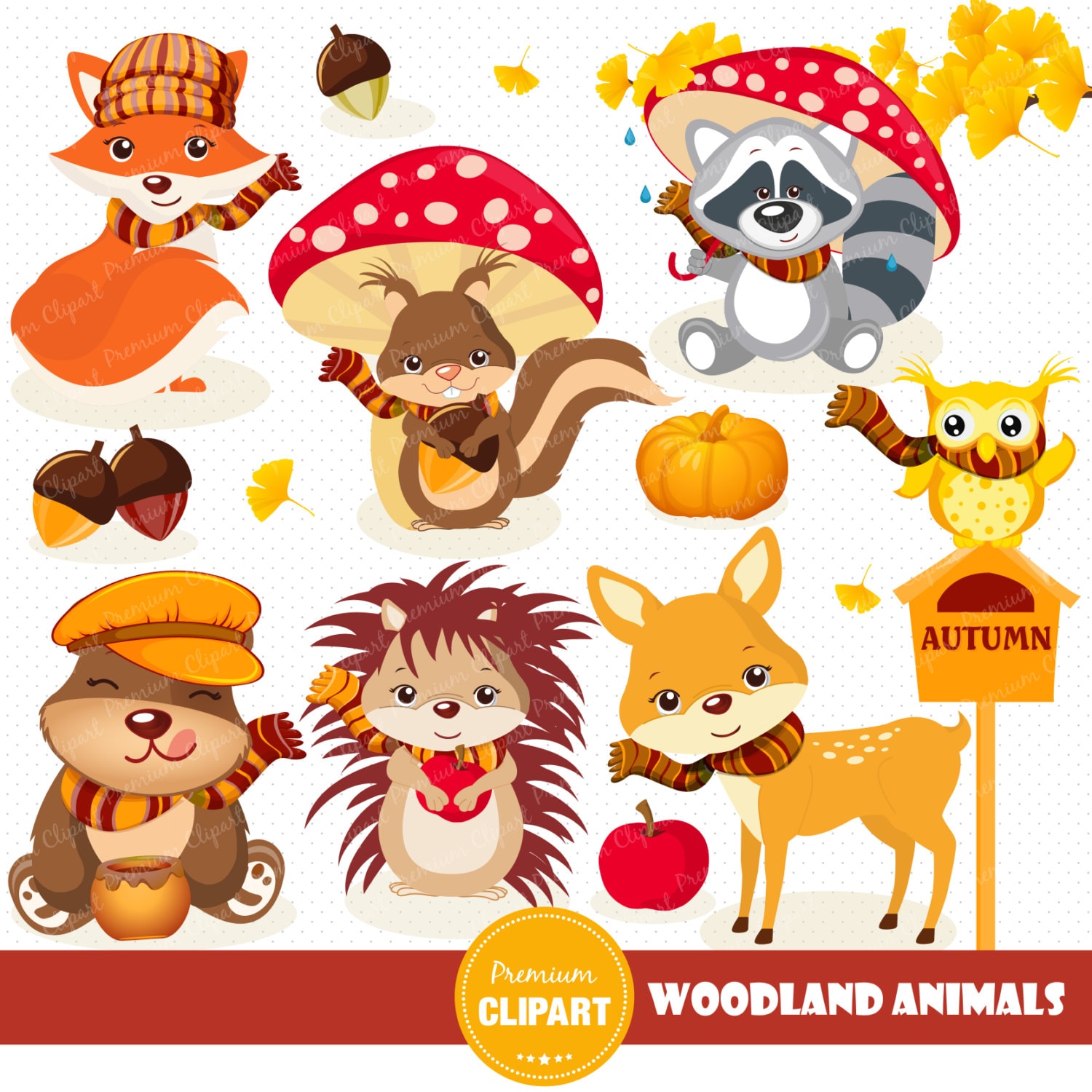 Fall animals clipart commercial use fall clipart season