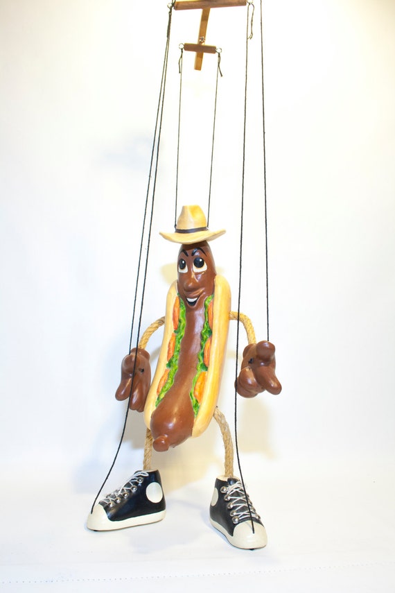 Bizarre Marionette Puppet Hot Dog Cowboy Unique by pocketlamps