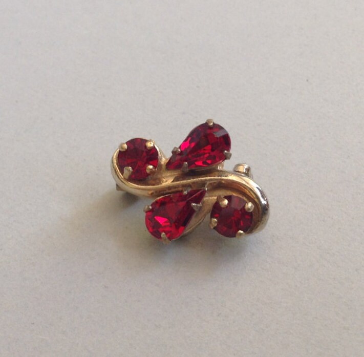 Barclay Gold Tone Tiny Red Rhinestone Pin – Haute Juice