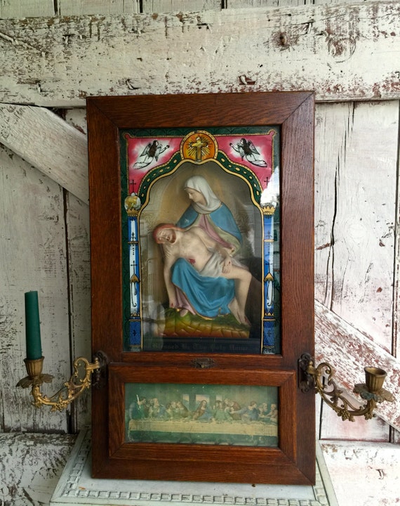 Antique Home Altar Sacred communion Set 13th Station of the