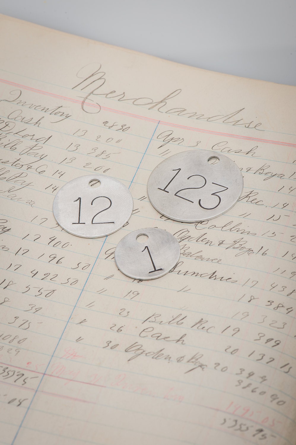 Custom hand punched round silver tag – hand stamped aluminum key tag ...