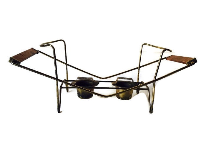 Mid Century Atomic Cradle Casserole Serving Tray Double Burner Pyrex ...