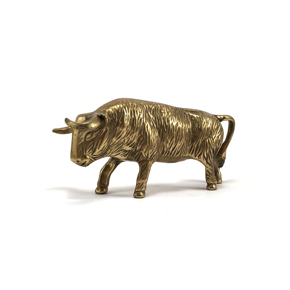 Vintage Brass Bull Figurine Statue Spanish Bull by HarpersFlea