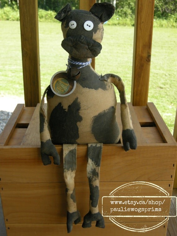 Primitive Handmade Fabric Doll Primitive Cow