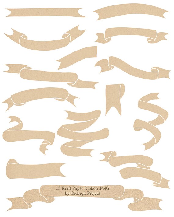 15 Kraft Paper Ribbon Clipart scrapbook embellish blog