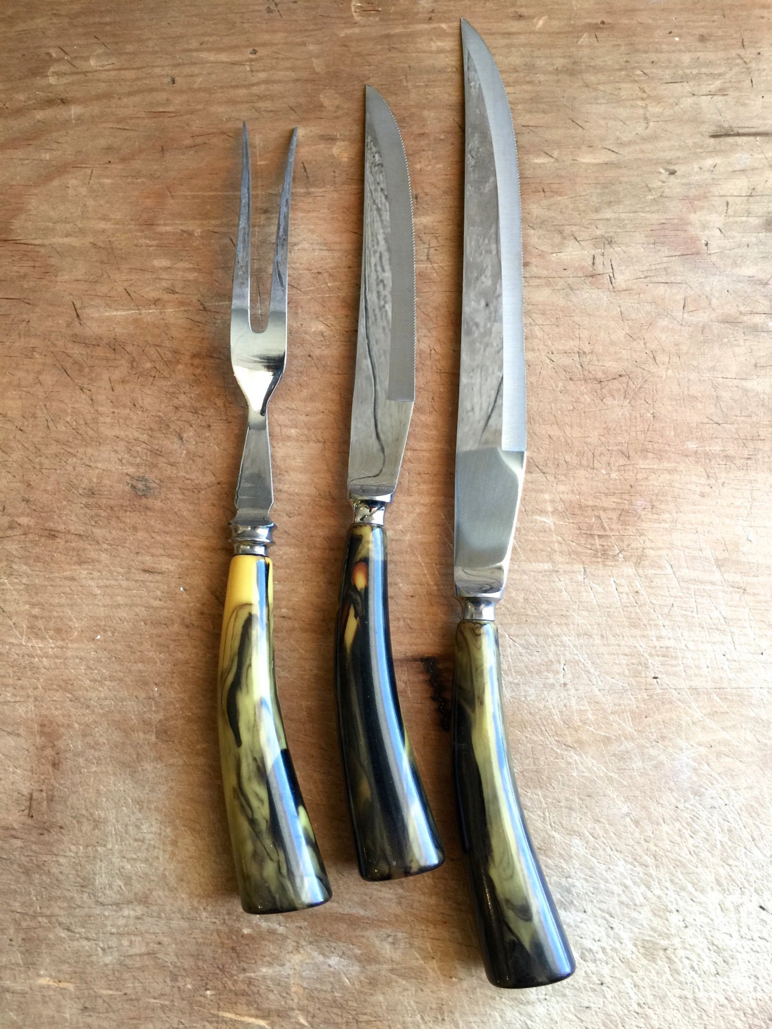Vintage Meat Knife Set / Meat Carving Set / Thanksgiving Table Decor ...