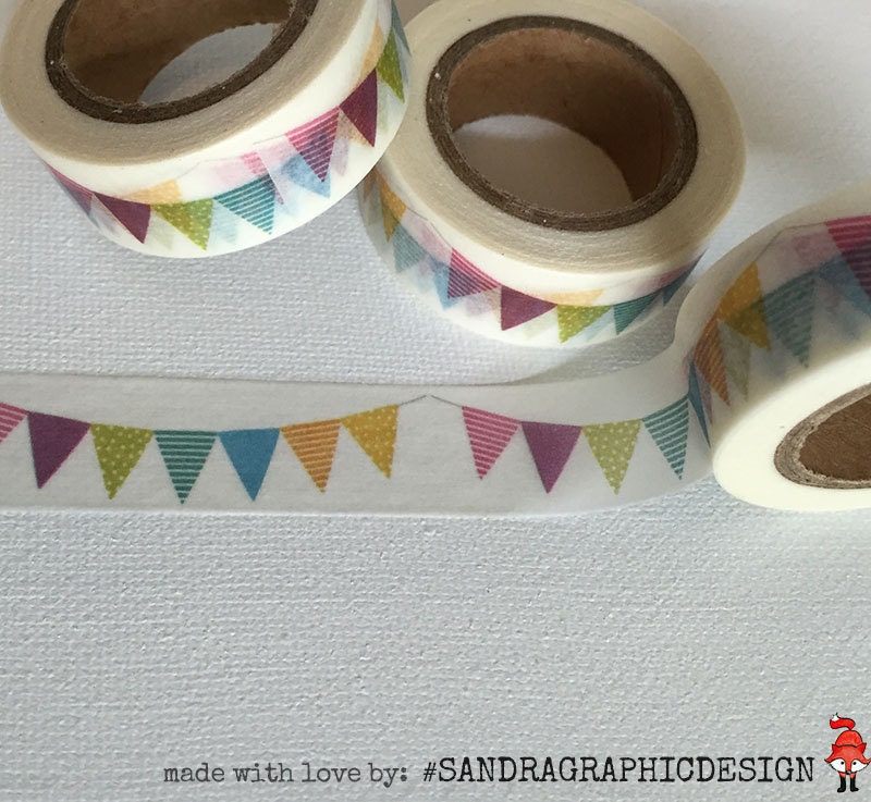 Washi tape with bunting, party washi, party flags, printed paper tape ...