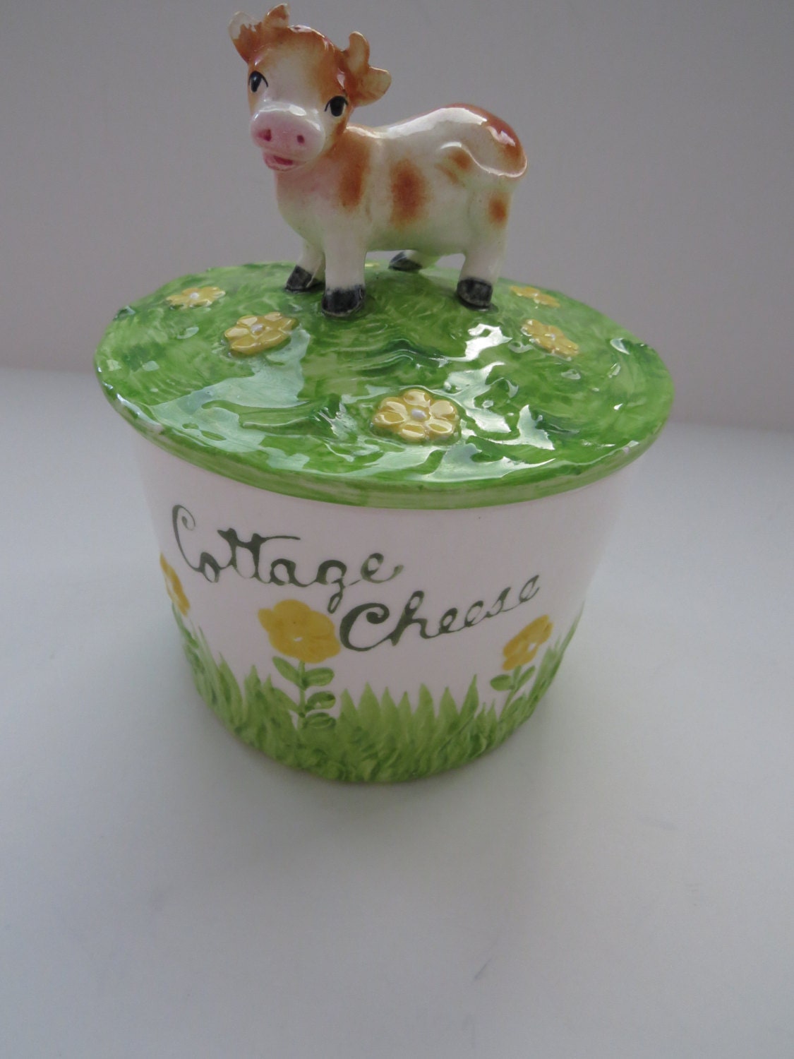 Vintage COW Cottage Cheese Container – Ceramic Butter Cheese Dish ...