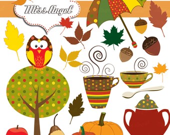 Fall Autumn Clipart digital Thanksgiving: Printable leaves
