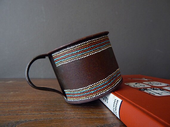 Tin Cup Vintage Camping Cup Painted Old Metal Coffee Cup Rustic Western ...